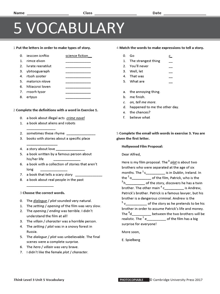 THINK L3 Unit 5 Vocabulary | PDF | Language Arts & Discipline | Foreign Language Studies