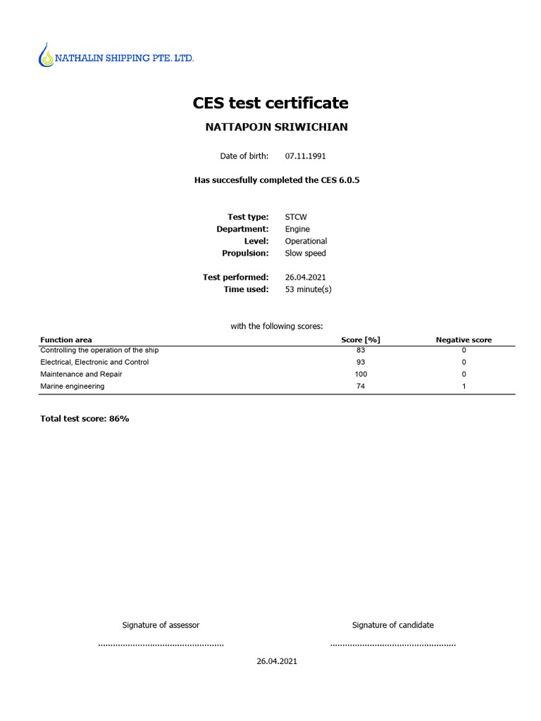CESTest Certificate | PDF