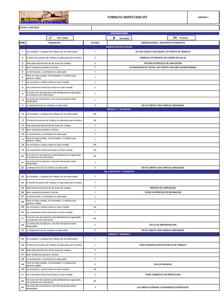 Formato Inspecciòn SST | PDF