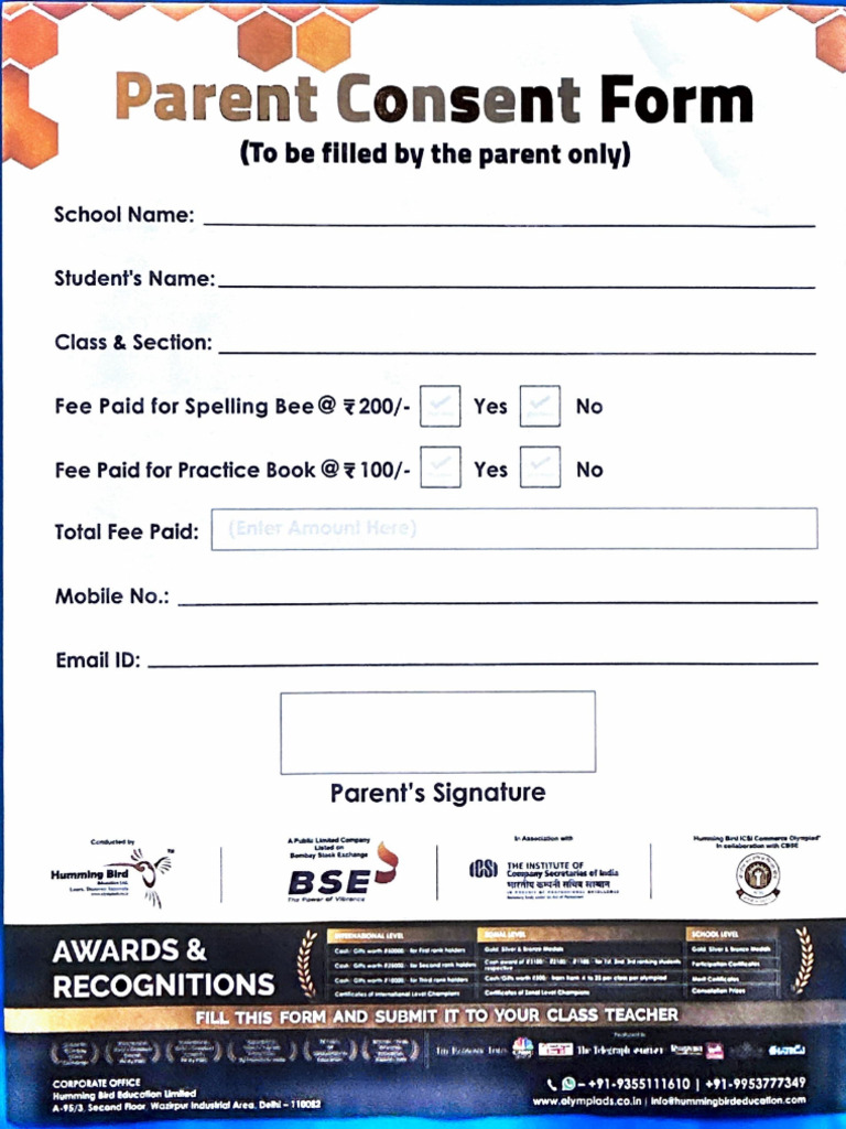 Spelling Bee Consent form | PDF