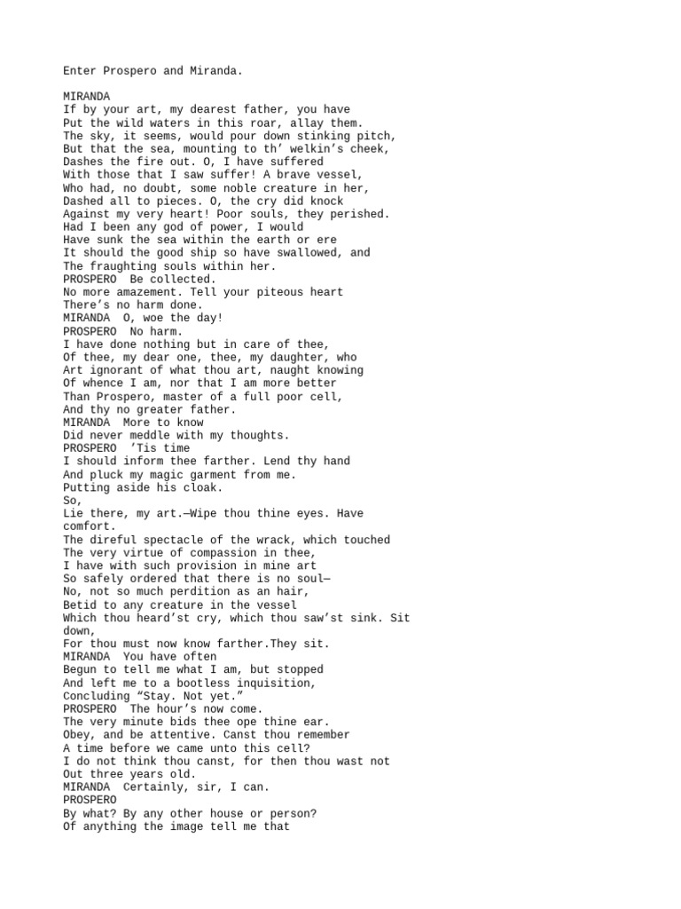 Tempest Act 1 Scene 2 | PDF | Religion & Spirituality | Poetry