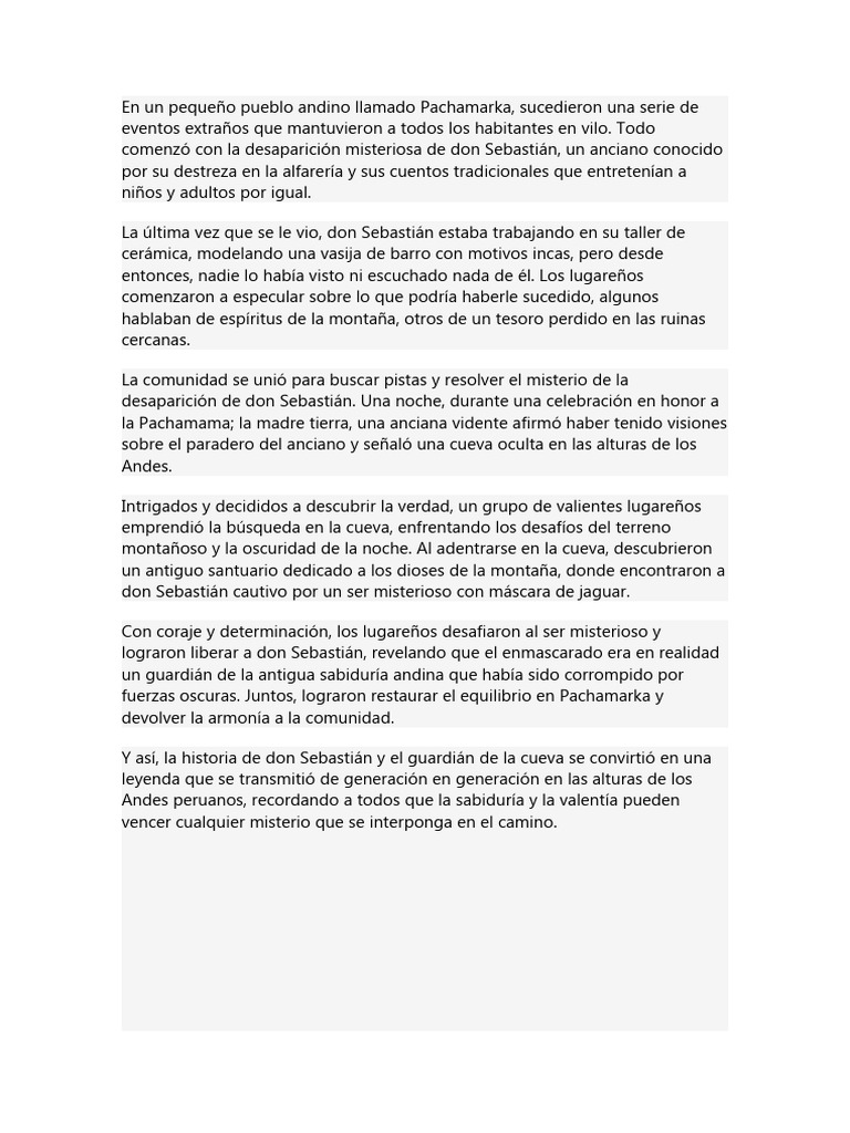 Misterio en Pachamarka: La leyenda de don Sebastián | PDF ...