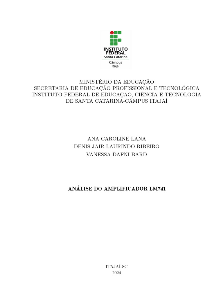 Modelo de Relatorio IFSC 1 | PDF | Fonte de energia | Amplificador operacional