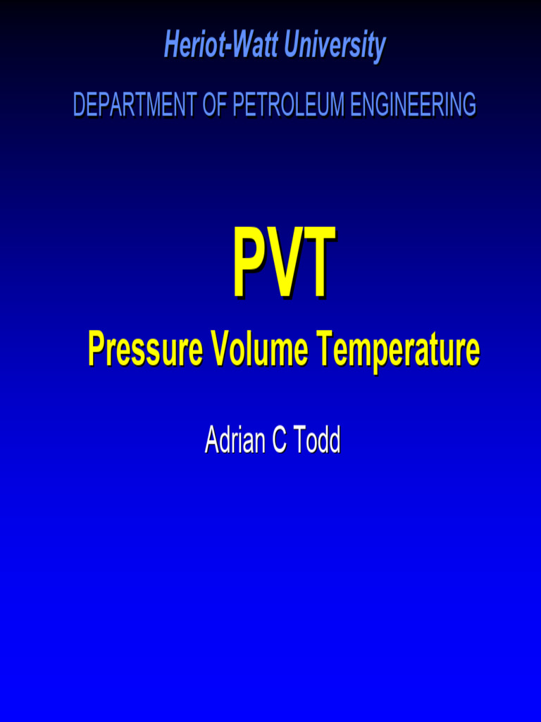 Pressure Volume Temperature | PDF | Petroleum Reservoir | Pressure
