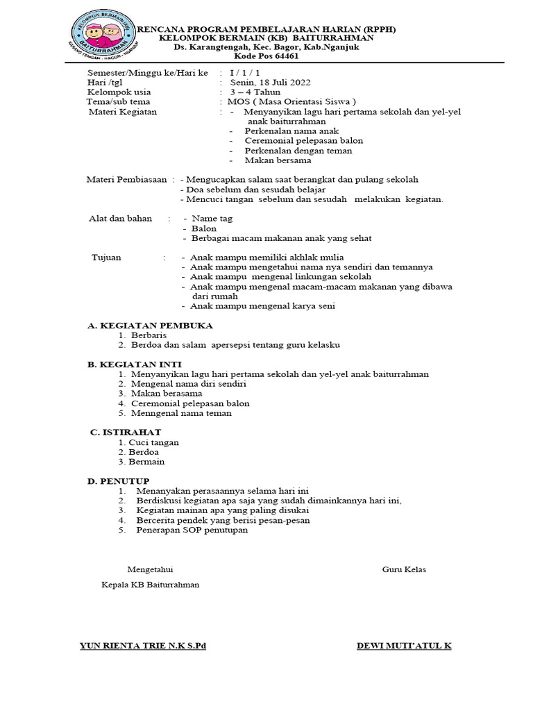 Contoh RPPH | PDF