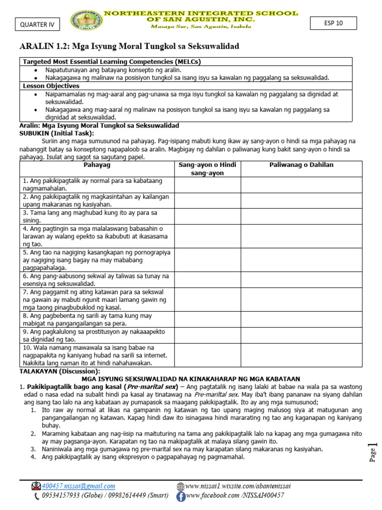 ESP10 Module 1.2 (Q4) | PDF