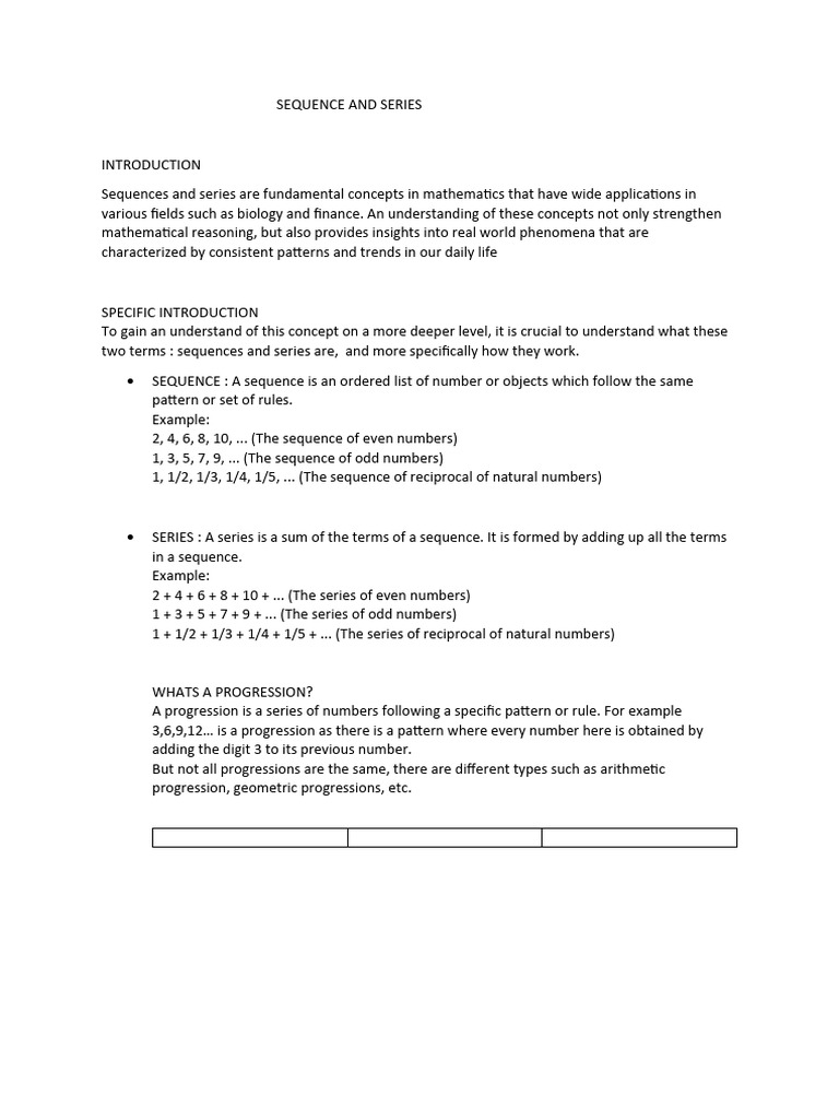 sequence and series project | PDF | Numbers | Sequence