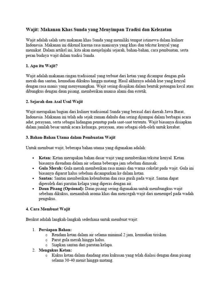 Artikel Makanan Khas Sunda Wajit | PDF