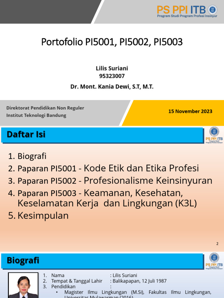 Portofolio Lilis Suriani: K3L dan Etika Profesi | PDF