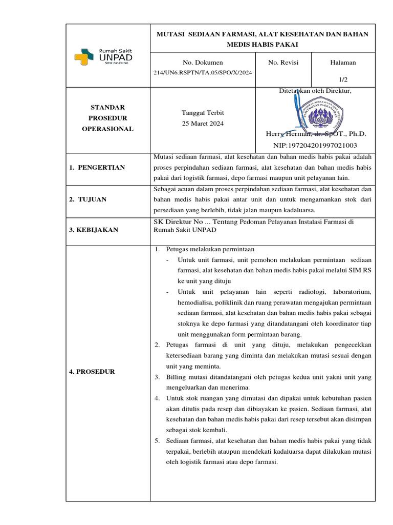 Mutasi Persediaan Farmasi | PDF