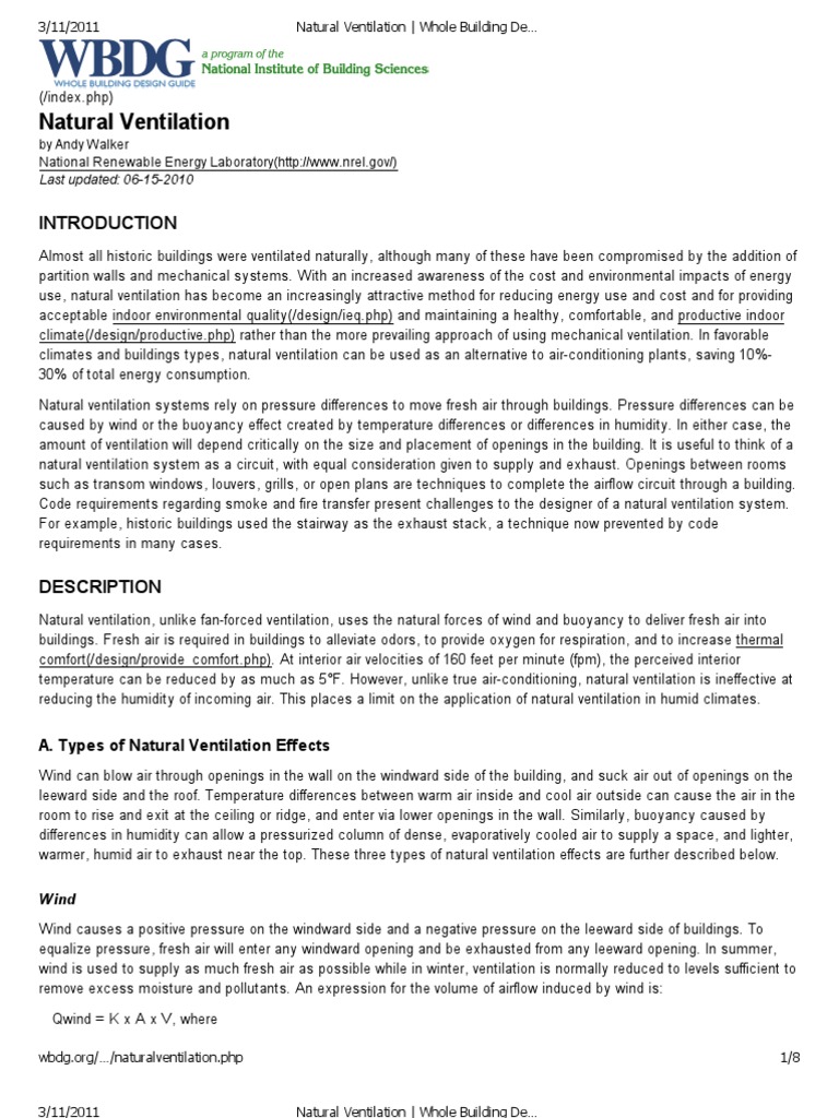 Natural Ventilation - Whole Building Design Guide | PDF | Ventilation ...