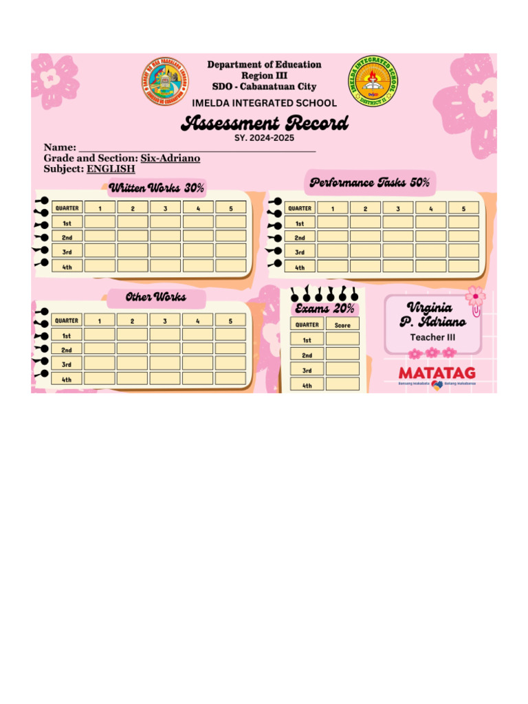 Canva Attendance Assessment Sheet | PDF