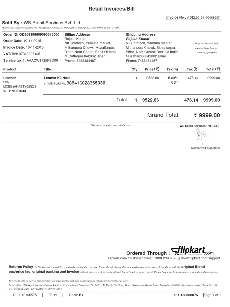 OD304398609090015000 Invoice | PDF | Business | Economies