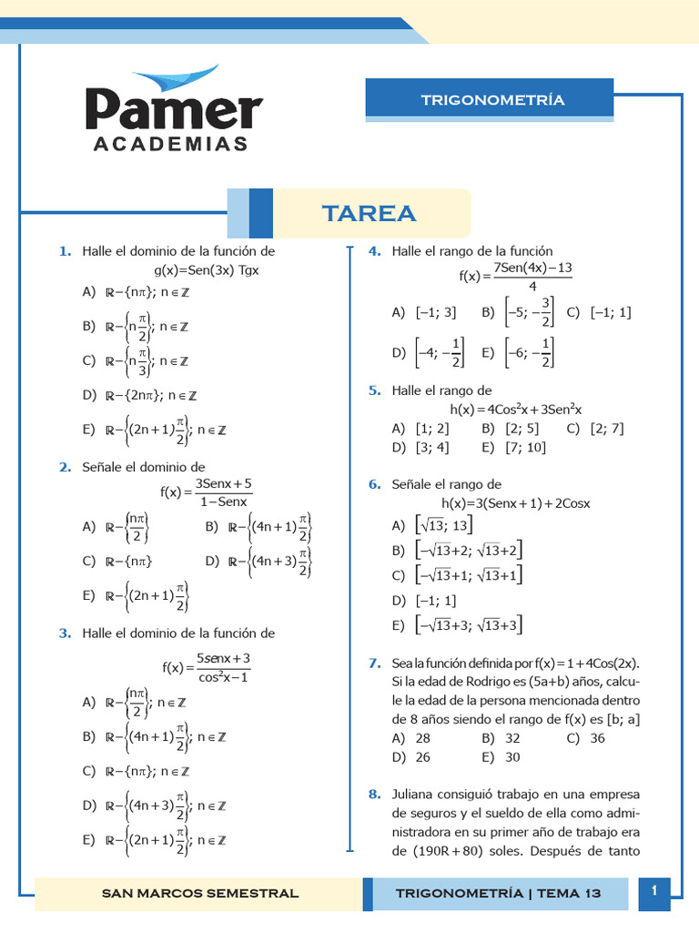 TRIGONOMETRIA_TAREA 13 | PDF