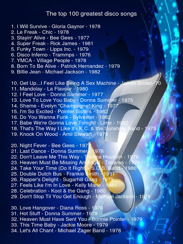 top 100 disco songs | PDF | African American Music | Singles