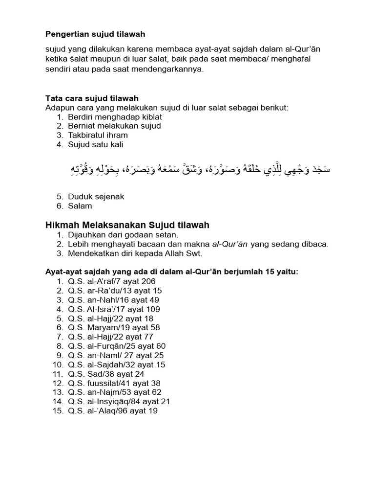 Pengertian dan Tata Cara Sujud Tilawah | PDF | Agama & Spiritualitas