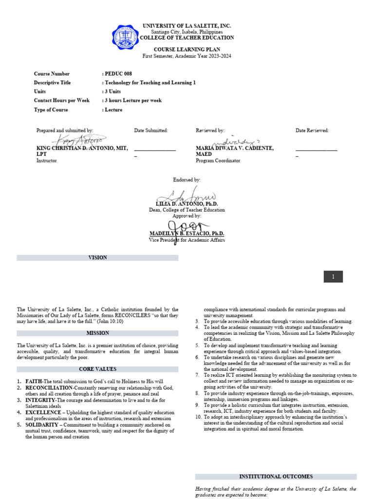 Technology for Teaching and Learning 1 | PDF | Educational Technology | Learning