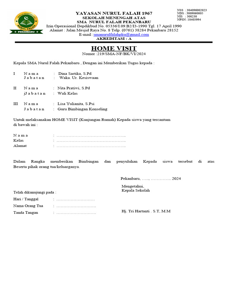 Surat Tugas Homevisit | PDF