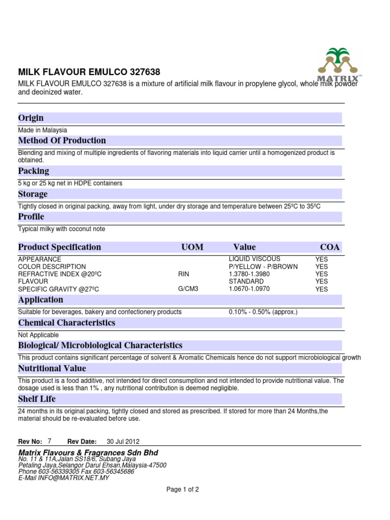 Floreo PS Milk Emulco 327638 | PDF | Milk | Chemical Substances
