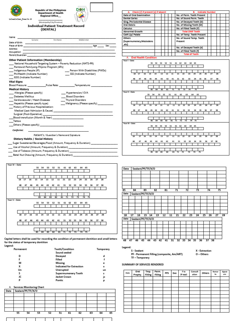 Dental Form | PDF | Human Tooth | Dentistry
