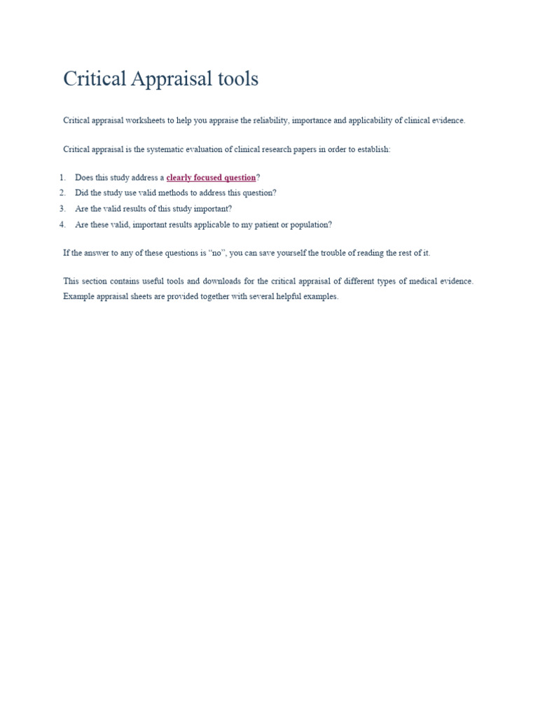 Critical Appraisal Tools Open | PDF