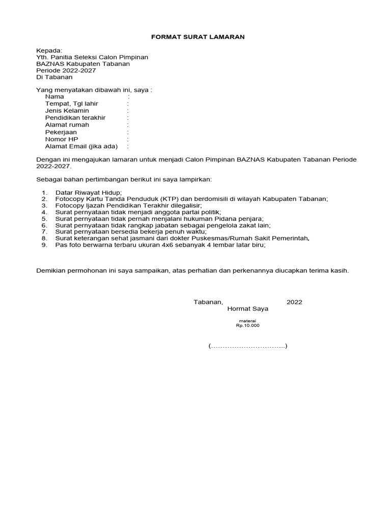 Format Lamaran | PDF