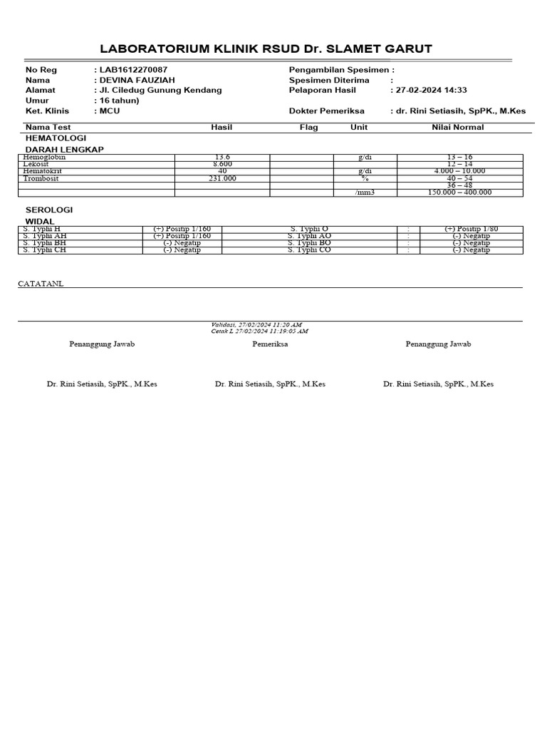 Contoh Template Hasil Lab | PDF