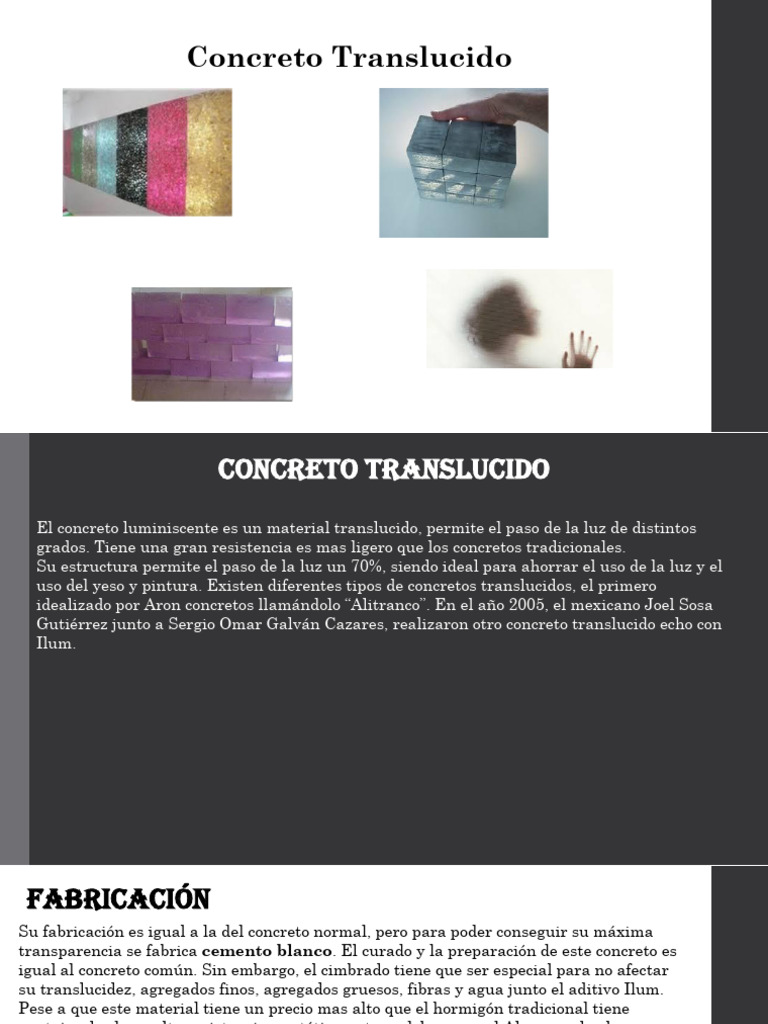 Concreto Translucido: Ventajas y Usos | PDF | Hormigón | Materiales