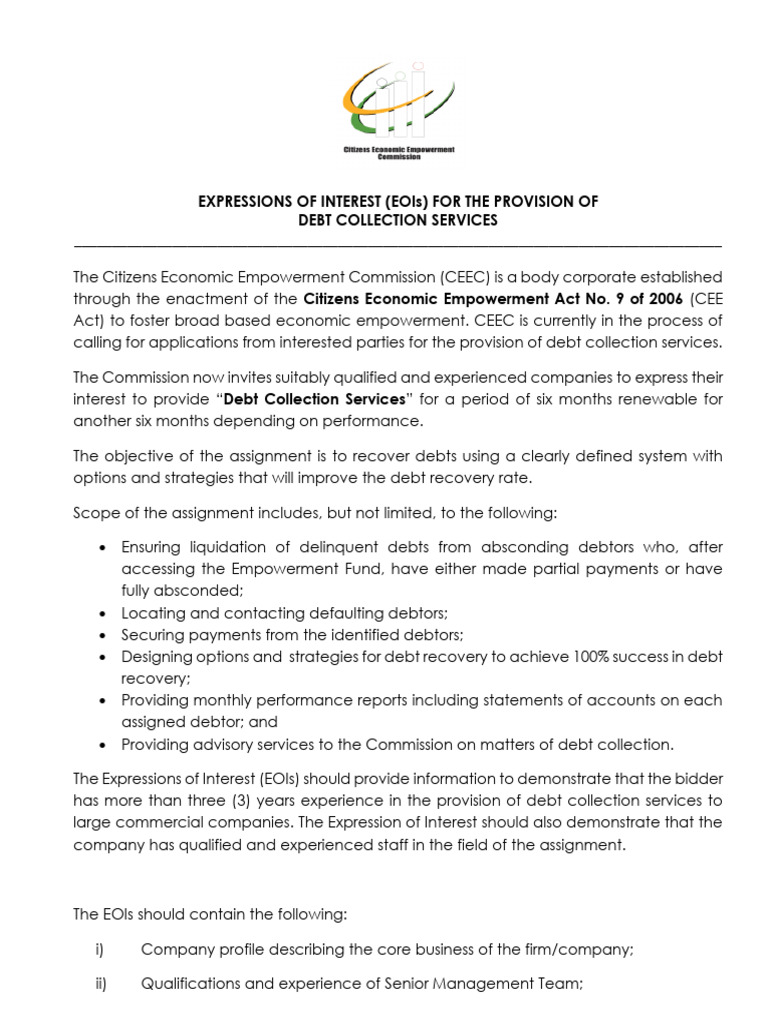 Eoi Debt Collection Services Website Advert Final June 2024 | PDF ...