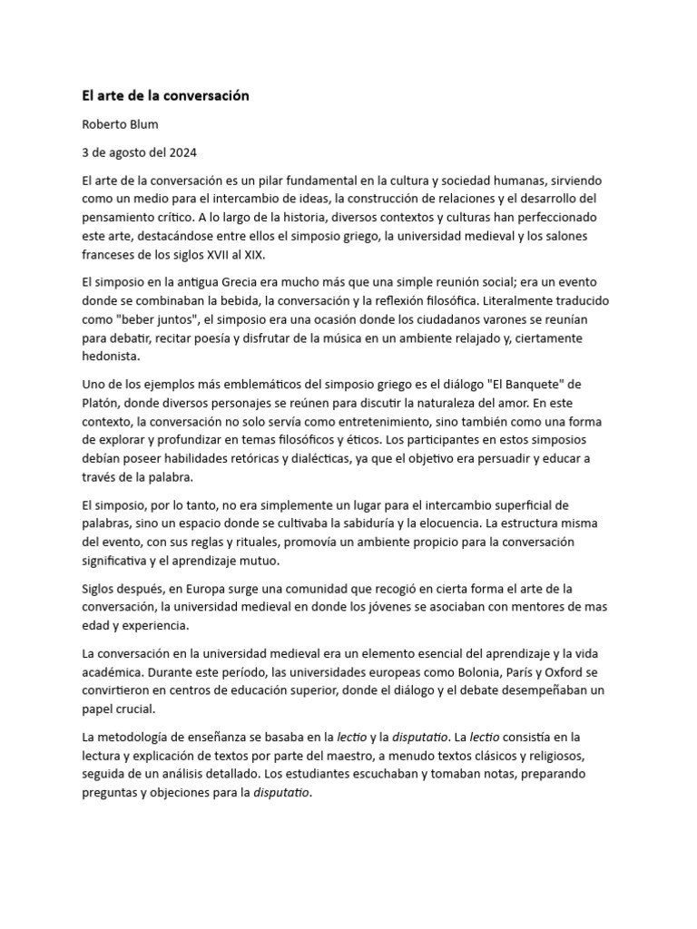 El Arte de La Conversación | PDF | Simposio | Intelectual