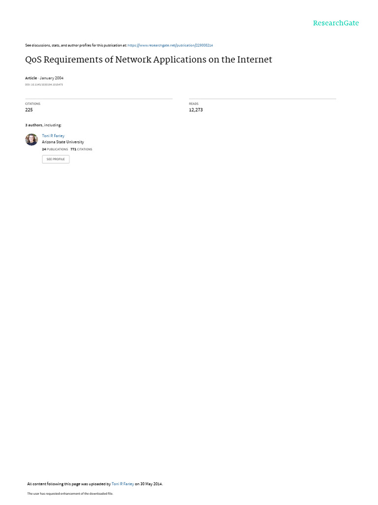 QoS Requirements of Network Applications On The in | PDF | Quality Of ...