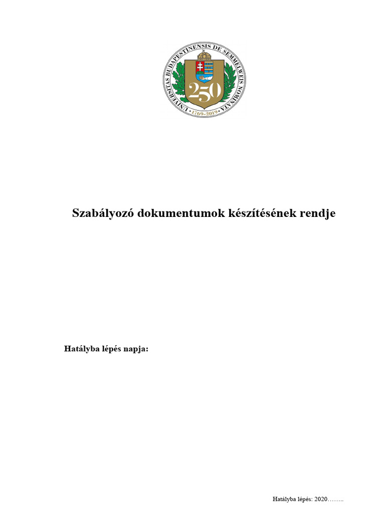 Szabályozó Dokumentumok Készítésének Rendje - Melléklet | PDF