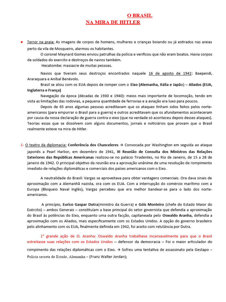 Brasil e a Ameaça de Hitler na Guerra | PDF | Poderes do Eixo | Aliados ...