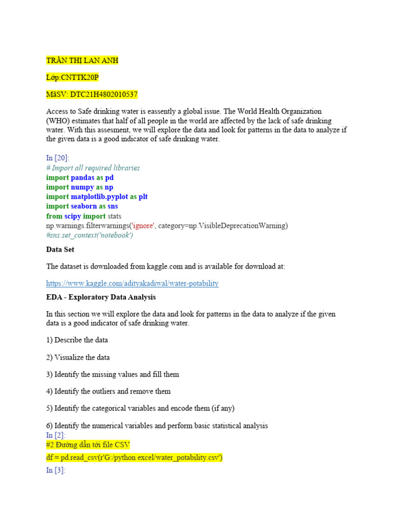 Lab 1_python_excel | PDF | P Value | Water