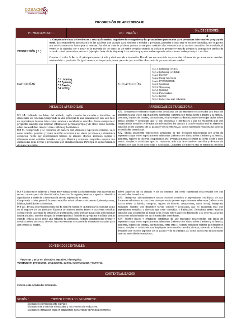 Progresión 1 | PDF | Información | Verbo