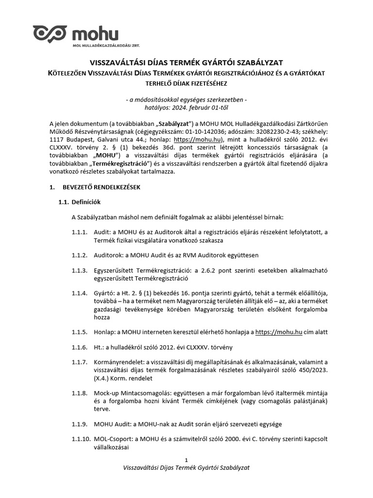 Mohu Drs Visszavaltasi Dijas Termek Regisztracios Szabalyzat 20240201 ...
