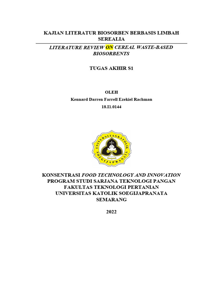 LIA-Kajian Literatur Biosorben Berbasis Limbah Serealia - 18.I1.0144 | PDF