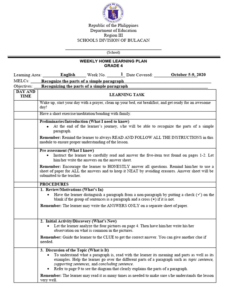 English 4 WHLP Q1 Module 1 | PDF | Learning | Cognitive Psychology