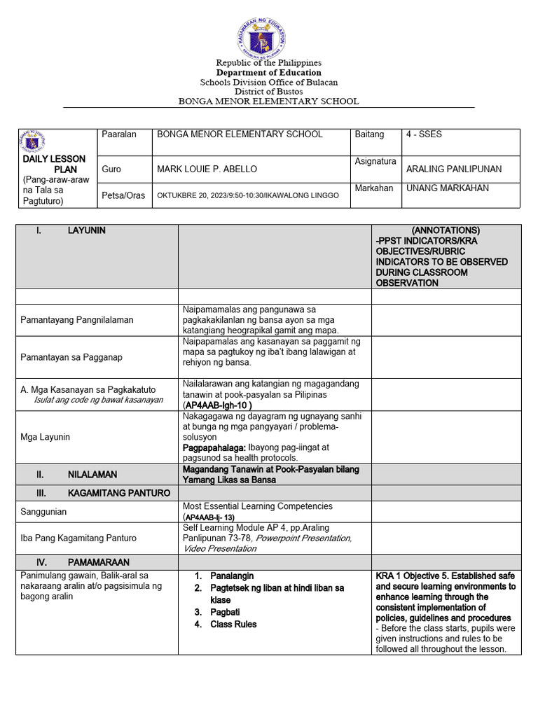Cot DLP Quarter 1 Ap | PDF | Learning Theory (Education) | Learning
