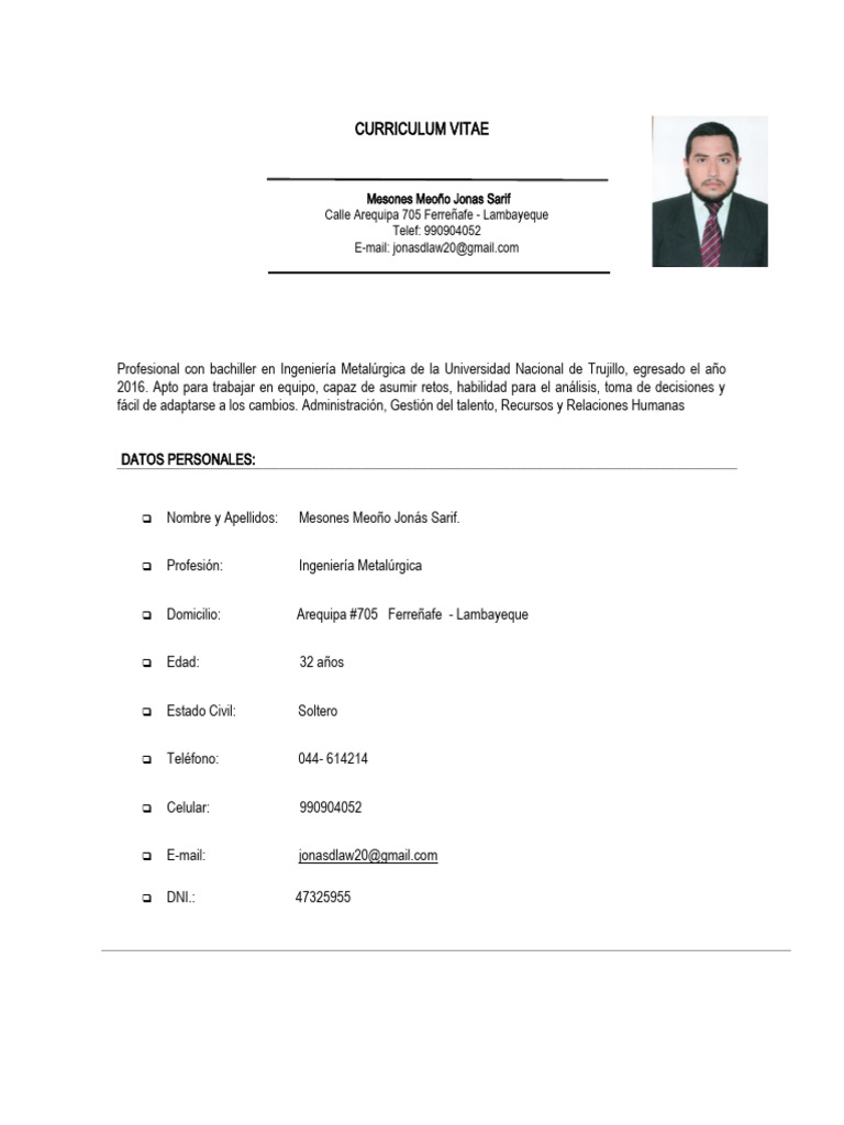 CV-Jonas - Mesones - Meoño 2024 DESA | PDF | Crecimiento personal y profesional | Ciencia y ...