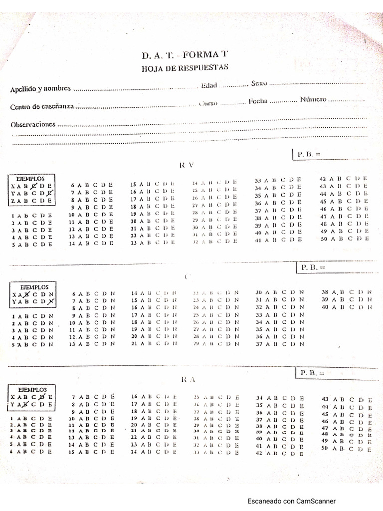 03 Bennett George y Otros - Hoja de Respuesta DAT | PDF
