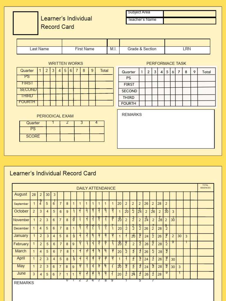 Learner's Individual Record Card | PDF | Learning
