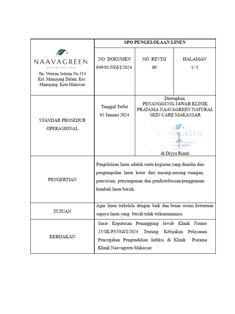 Spo Tatalaksana Linen | PDF
