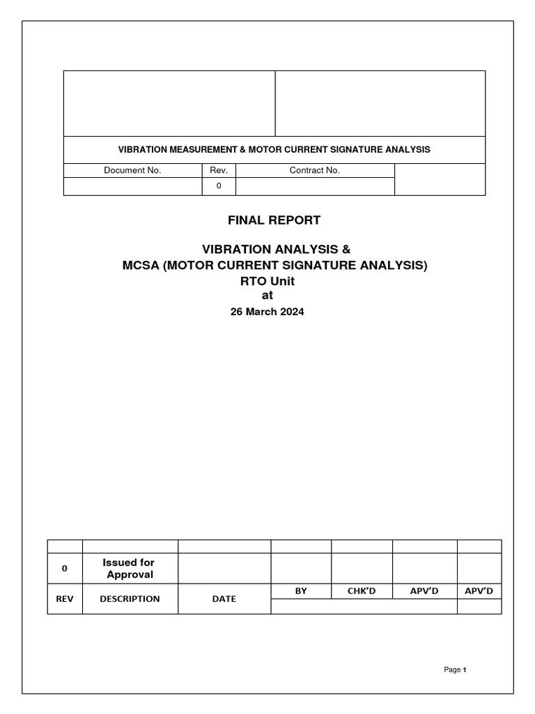 Report Vibration and MCSA RTO Unit | PDF | Root Mean Square | Electric ...