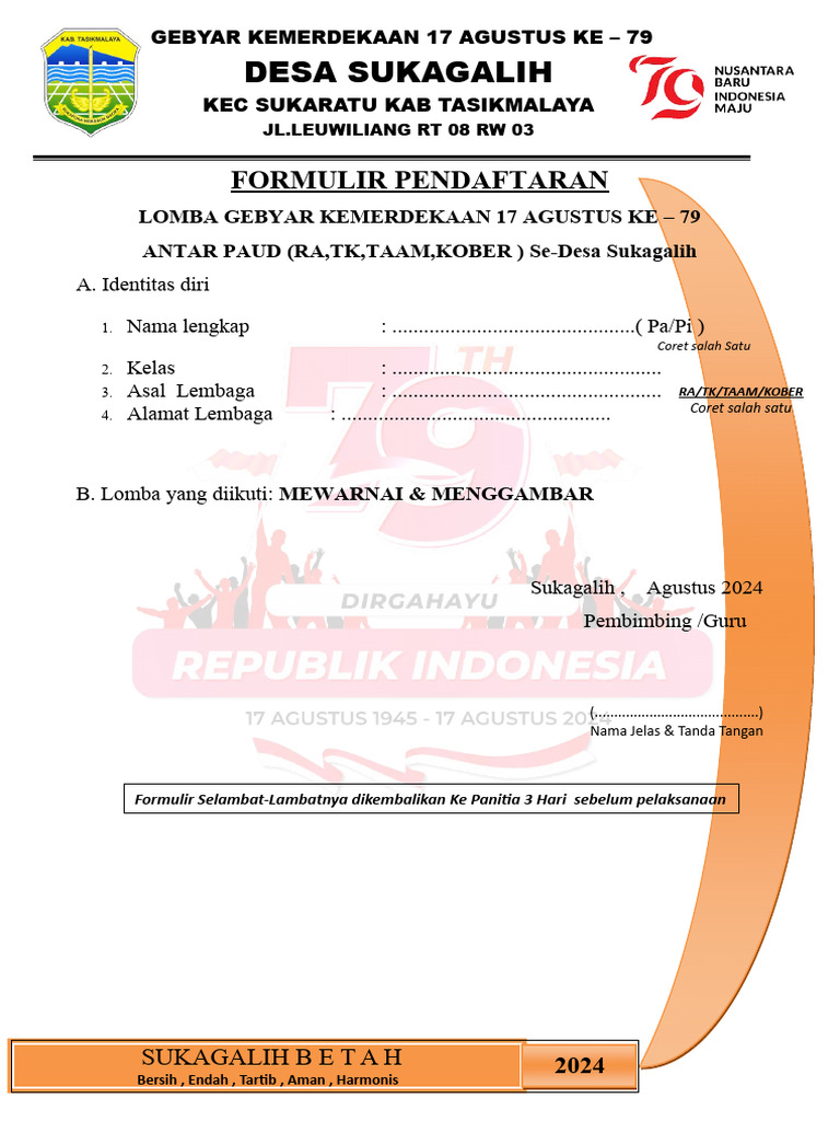 Formulir Pendaftaran 17 Agustus | PDF