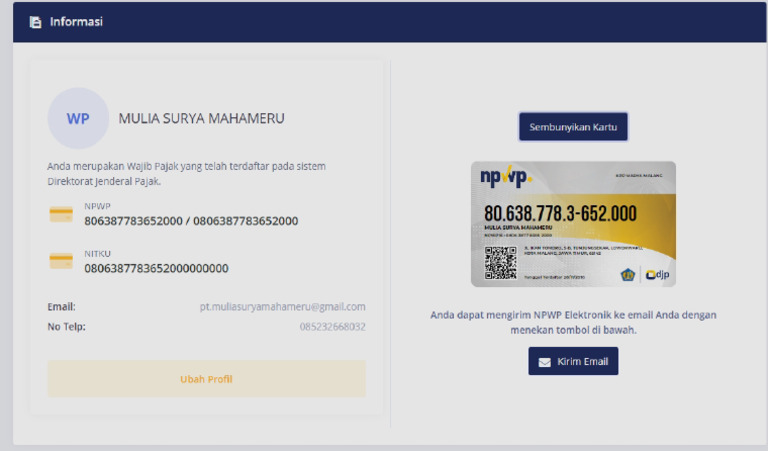 NPWP Sistem PT. MSM | PDF