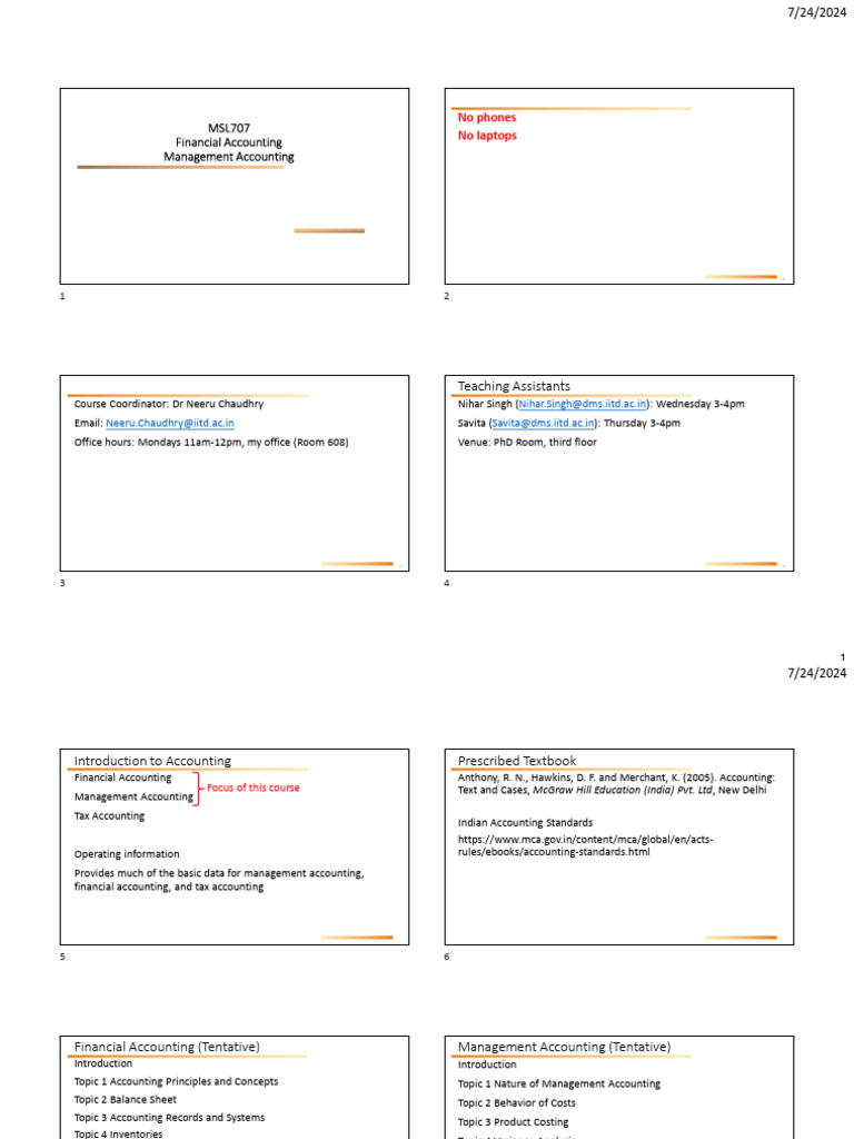 Topic1 Introduction and Course Related Information | PDF | Financial Accounting | Accounting