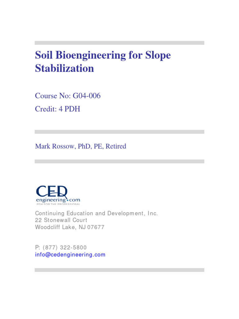 Soil Bioengineering For Slope Stabilization-R1 | PDF | Soil | Erosion