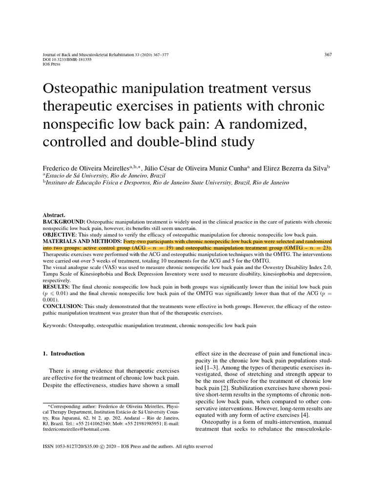Highlight Meirelles Osteopathic Manipulation Treatment ...