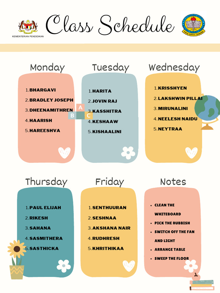 Jadual Tugas Murid | PDF